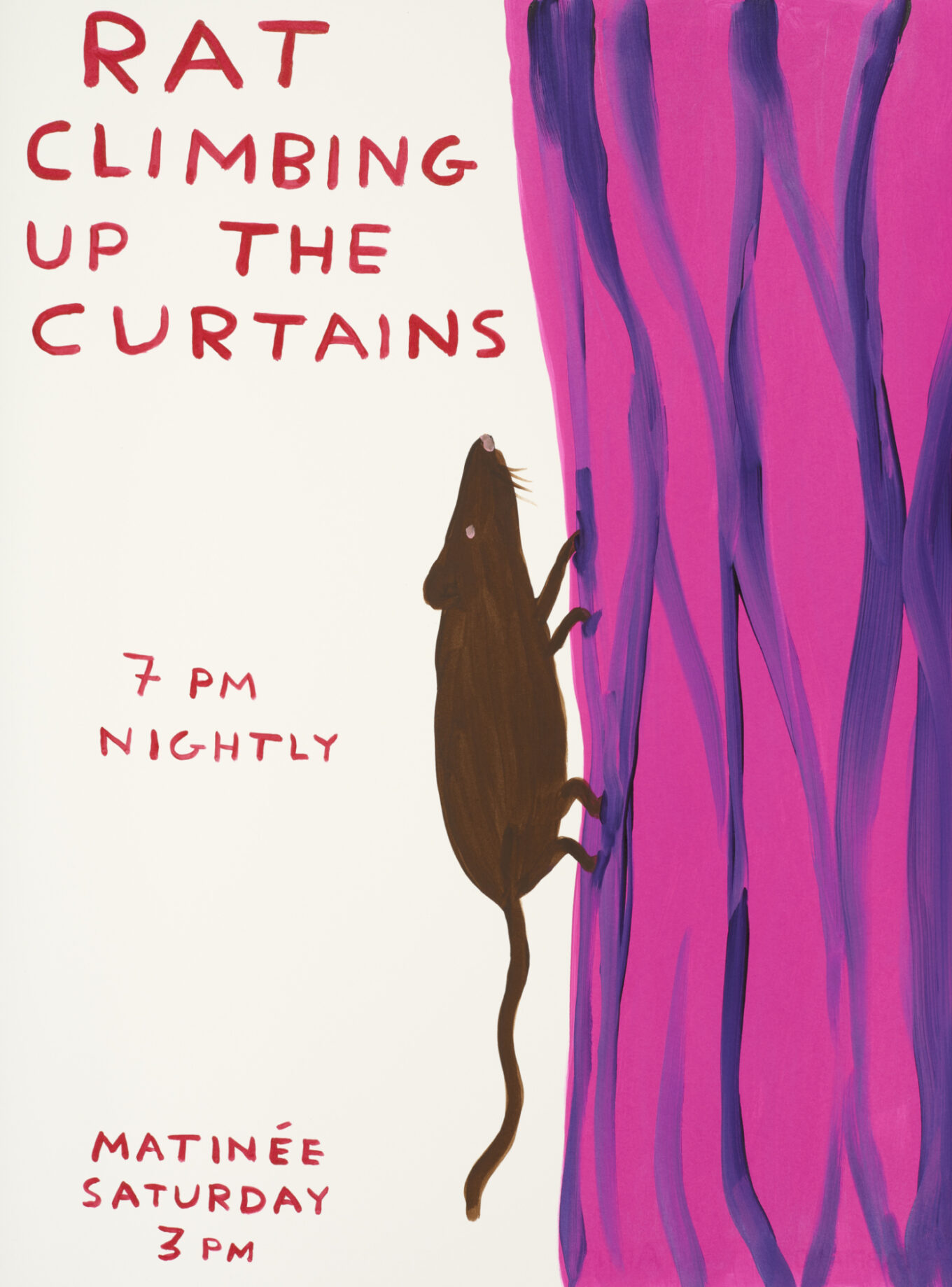 Untitled 'Rat Climbing Up The Curtains' - David Shrigley